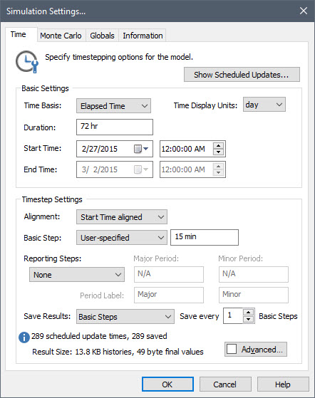 Lesson 6 - Viewing the Simulation Settings - GoldSim