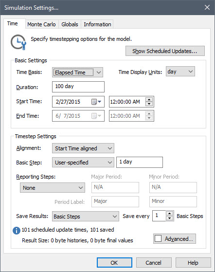 Lesson 8 - Specifying Simulation Settings and Running the Model - GoldSim